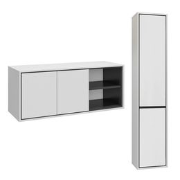 WASCHTISCHUNTERSCHRANK 120cm Soph&eacute;a 2er-Set Wei&szlig;