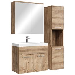 Badplaats BADM&Ouml;BEL-SET Montreal 4 Teile Spiegelschrank Kastanien Eiche - 60 x 35 x 51 cm