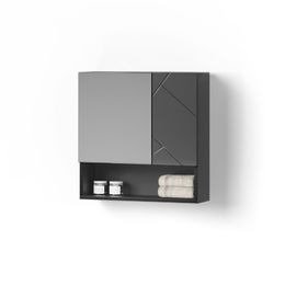BADSPIEGELSCHRANK Ronco Anthrazit Hochglanz 54 x 55 cm