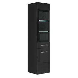 Badplaats BADEZIMMERSCHRANK Rio mit 2 Schwarz Hochglanz - 30 x 30 x 130 cm