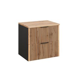 WASCHTISCHUNTERSCHRANK 60.6cm Gaia Holz in Eichenoptik und Schwarz