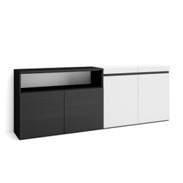 SIDEBOARD wei&szlig; und schwarz, 200/35/75cm