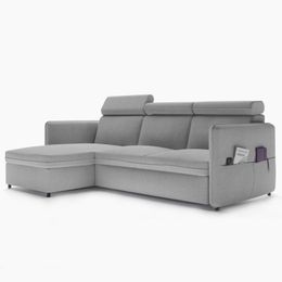 ECKSOFA mit Schlaffunktion und Bettkasten, Hellgrau