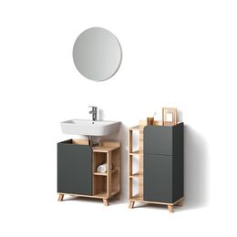 BADM&Ouml;BEL-SET Marano Anthrazit 3 Teile, mit Midischrank