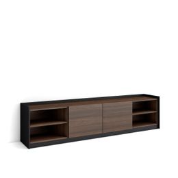 LOWBOARD, 207x37x50 cm, F&uuml;r TV-Ger&auml;te bis zu 80", Fernsehtisch, Dunkler Eiche und Schwarz