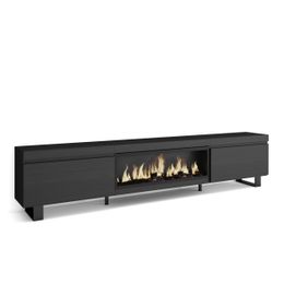 LOWBOARD, Tv-Schrank, mit Elektrokamin XXL, Schwarz, 267/35/57cm