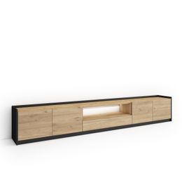 LOWBOARD, Eiche und Schwarz, 310/37/50cm, mit Led