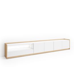 LOWBOARD, Wei&szlig; und Eiche, 310/37/50cm, mit Led