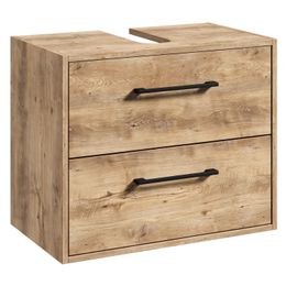 Badplaats WASCHBECKENUNTERSCHRANK Florence 2 Schubladen Kastanien Eiche - 60 x 35 x 47 cm