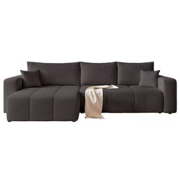 ECKSOFA PEDRO mit Schlaffunktion und Bettkasten Anthrazit