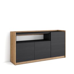 SIDEBOARD, Highboard, Schwarz Eiche, 156/37/80cm