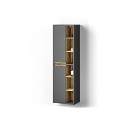 BADSCHRANK Vomano Anthrazit 50 x 170 cm mit T&uuml;ren, und offenen F&auml;chern