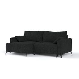 ECKSOFA NUVIO mit Schlaffunktion Schwarz im Neve Stoff