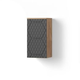 BADSCHRANK Ronco Anthrazit mit Wabenstruktur 30 x 59 cm 2 F&auml;cher, Badezimmer