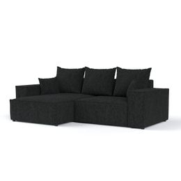 ECKSOFA SENSO mit Schlaffunktion Schwarz im Neve Stoff