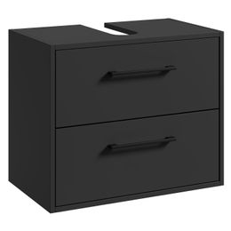 Badplaats WASCHBECKENUNTERSCHRANK Florence 2 Schubladen Schwarz Mat - 60 x 35 x 47 cm