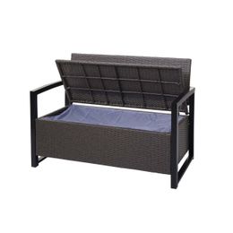 MCW POLY-RATTAN 2ER SITZBANK Hellgrau, Cremewei&szlig;