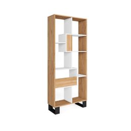 REGAL Bibliothek, Eiche und wei&szlig;, 67/31/174cm