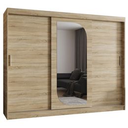 SCHIEBET&Uuml;RENSCHRANK mit Spiegel LUCY 200/250/62 3-t&uuml;rig