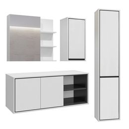 WASCHTISCHUNTERSCHRANK 120cm Soph&eacute;a 2er-Set Wei&szlig;