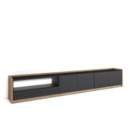 LOWBOARD, Schwarz und Eiche, 310/37/50cm, mit Led