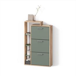 SCHUHKIPPER Ortello Goldkraft Eiche/Gr&uuml;n 80 x 128.3 cm mit 3 F&auml;chern