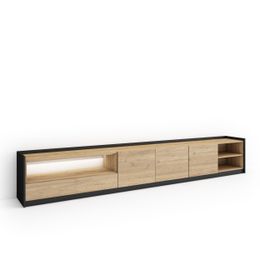 LOWBOARD, Eiche und Schwarz, 310/37/50cm, mit Led