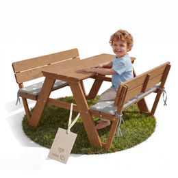 Roba KINDERSITZGRUPPE PICKNICK for 4' Outdoor + teak mit Lehne und Bankkissen