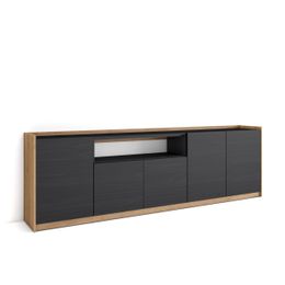 SIDEBOARD, Highboard, Schwarz Eiche, 260/37/80cm