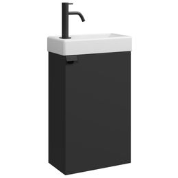 Badplaats G&Auml;STE-WC-M&Ouml;BELSET Apollo 2 Teile Schwarz Matt - 40 x 22 x 64 cm