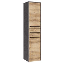 Badplaats BADEZIMMERSCHRANK Florence mit 2 T&uuml;ren Kastanien Eiche / Grau - 30 x 35 x 130 cm