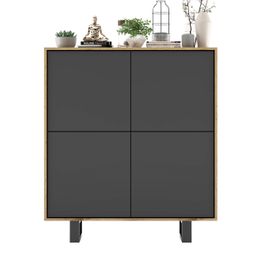 KOMMODE Apollo 4D Wotan Eiche / Graphit matt 113 cm mit Metallf&uuml;&szlig;en