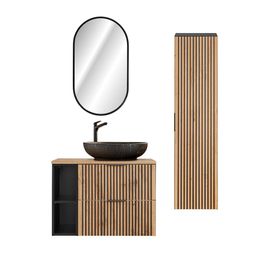 BADM&Ouml;BEL 80.6cm Gaia 2er-Set Holz in Eichenoptik und Schwarz