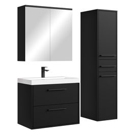Badplaats BADM&Ouml;BEL-SET Florence 4 Teile Schwarz Matt - 60 x 35 x 51 cm
