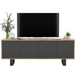 TV-SCHRANK Apollo2 Eiche wotan Graphit Matt mit Metallbeinen 150 cm