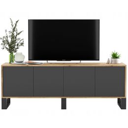 TV-SCHRANK Apollo2 Eiche wotan Graphit Matt mit Metallbeinen 150/53/35 cm