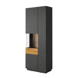 VITRINE Andrea Anthrazitgrau und Holz