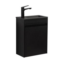 Badplaats G&Auml;STE-WC-M&Ouml;BELSET Sinta 2 Teile Schwarz Holz - Schwarze Waschbecken - 40 x 22 x 54 cm