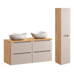 BADM&Ouml;BEL 120cm Elora 2er-Set Beige und Holz