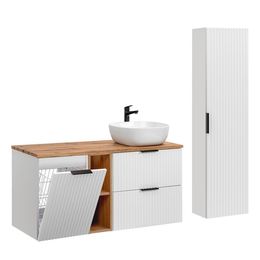 BADM&Ouml;BEL 120.8cm Adriel 2er-Set Wei&szlig; und Holz
