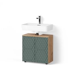 WASCHBECKENUNTERSCHRANK Ronco Gr&uuml;n/Goldkraft Eiche 60 x 59 cm