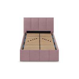 Halmon Schlafkomfort Betten POLSTERBETT Dalas Rose 100 x 200 x 40 cm Stauraum Mit hochwertiger Matratze H3 (bis 120 kg) und Lattenrost