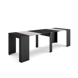 KONSOLENTISCH ausziehbar 58 bis 262cm, f&uuml;r 12 G&auml;ste, schwarz, 90/58/77cm
