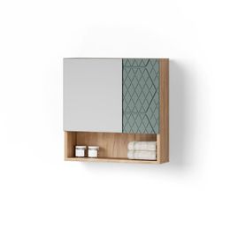 BADSPIEGELSCHRANK Ronco Gr&uuml;n/Goldkraft Eiche 54 x 55 cm