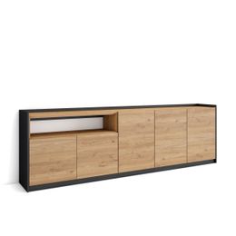 SIDEBOARD, Highboard, Eiche Schwarz, 260/37/80cm