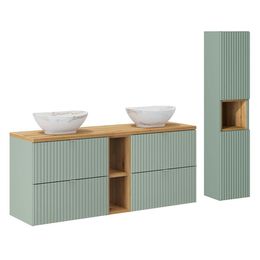 BADM&Ouml;BEL 140.4cm Jade 2er-Set Gr&uuml;n und Holz