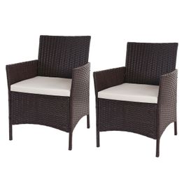 MCW POLY-RATTAN SESSEL HALDEN Braun, Cremewei&szlig; 2er-Set