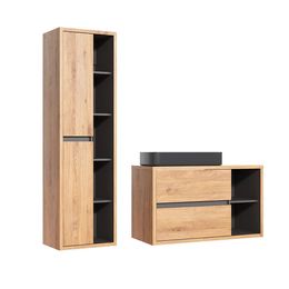 BADM&Ouml;BEL 100cm Rigel 2er-Set Holz und Anthrazit