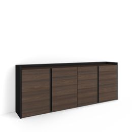 SIDEBOARD, Dunkler Eiche und Schwarz, 207/35/80cm
