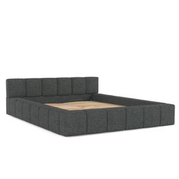 POLSTERBETT Milos mit Stauraum 160/200 cm Anthrazit im Bubble Stoff
